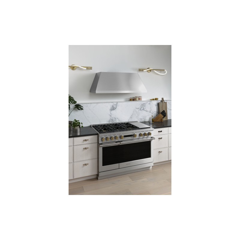 Cocina Ge Monogram Dual Fuel 48" 6Q + Plancha Doble Horno Acero Inoxidable