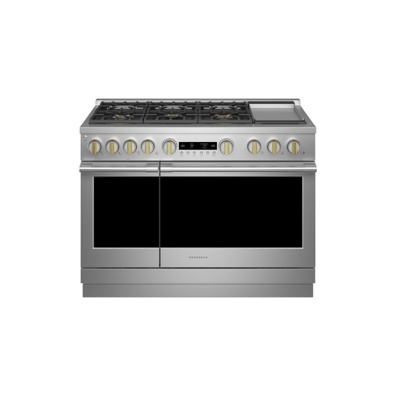 Cocina Ge Monogram Dual Fuel 48" 6Q + Plancha Doble Horno Acero Inoxidable
